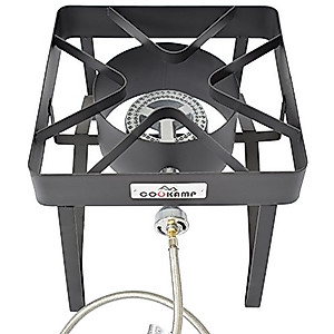 COOKAMP High Pressure Gas Cooker Outdoor Propane Burner with 0-20 PSI Adjustable Regulator and Steel Braided Hose SA1100