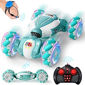 YTKIH Gesture Sensing RC Stunt Car, Best Birthday Gift Ideas for Boys 6-12, Toys for Boys Age 8/9/10/11/12, 4WD 2.4GHz Remote Control Twist Car with Light & Music, Off Road 360° Rotating
