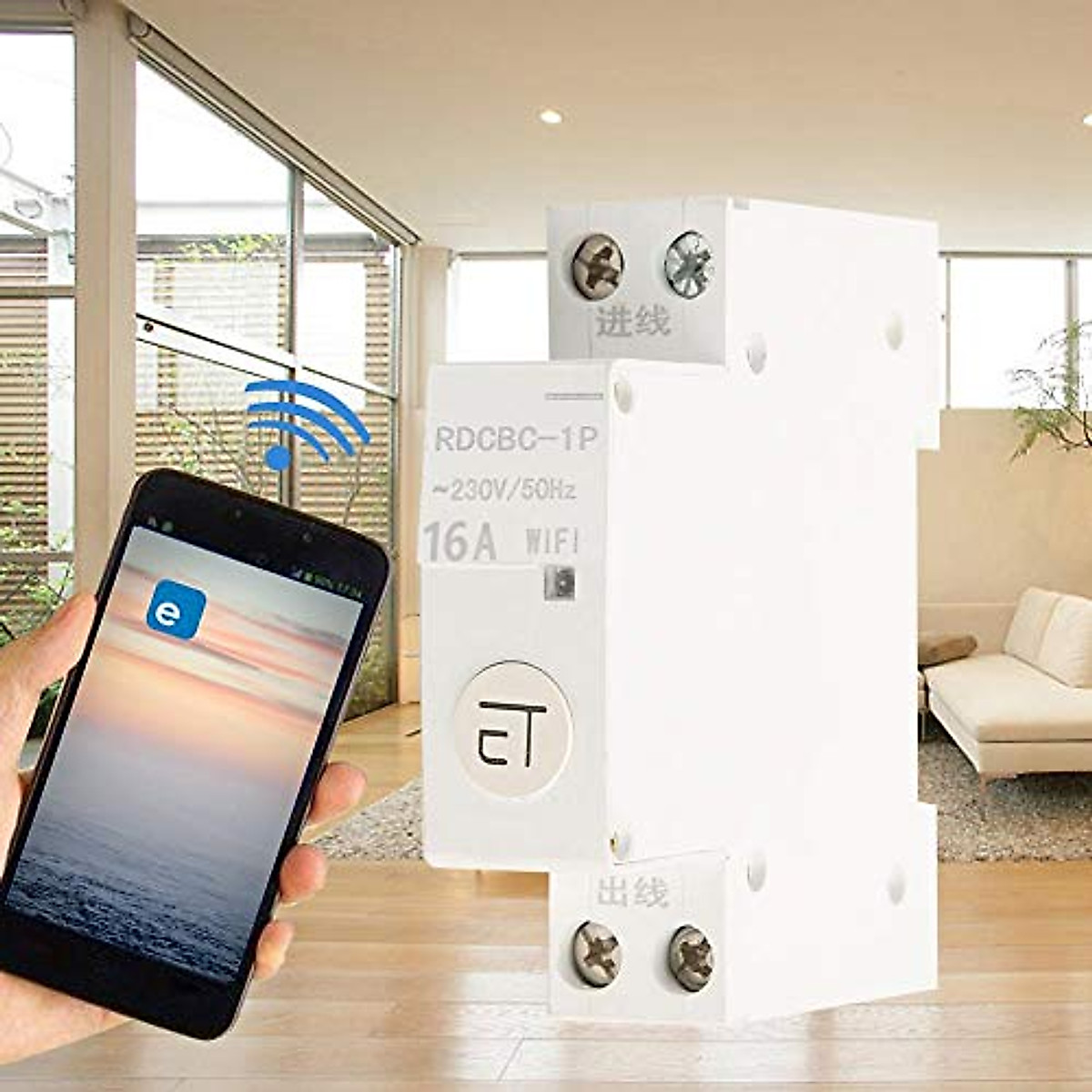 Smart Breaker 1P AC230V IP20 Intelligent Circuit Breaker Remote Control Miniature Circuit Breakers Switch Overload for Distribution Box (1P 16A)