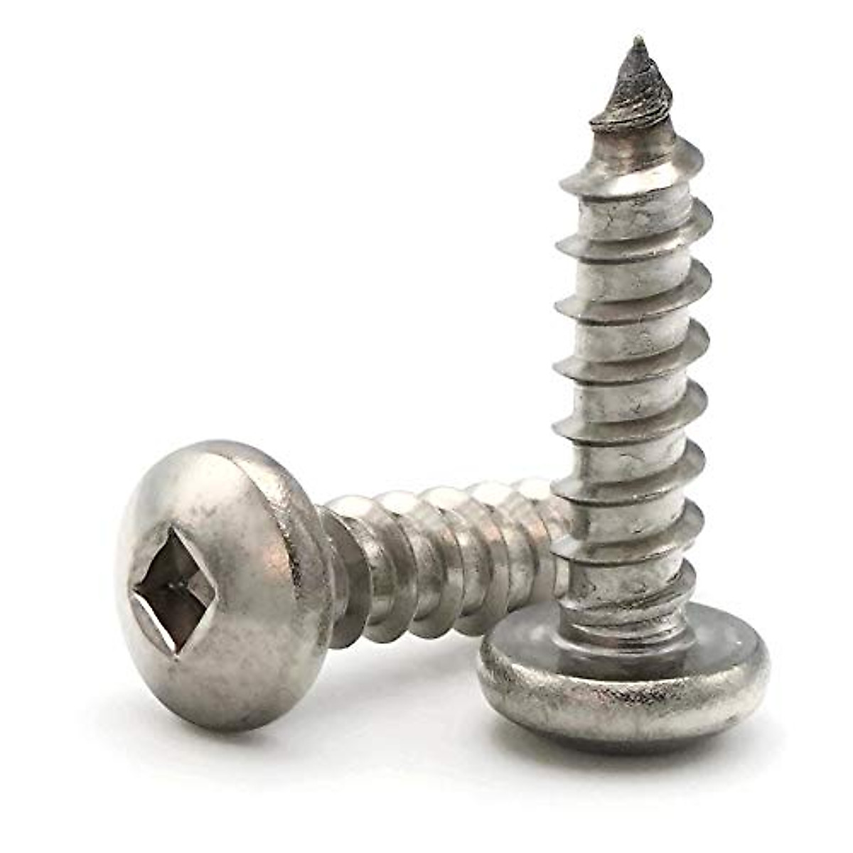 Square Drive Pan Head Sheet Metal Screws 18-8 Stainless Steel - #8 x 1" Qty-250