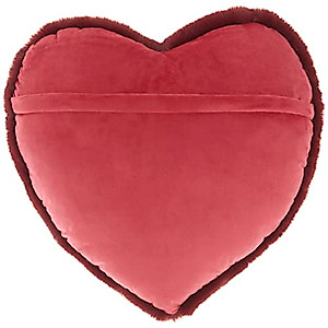 Mina Victory Deep Red Modern Faux Rabbit Fur Heart 18"X18" Throw Pillow