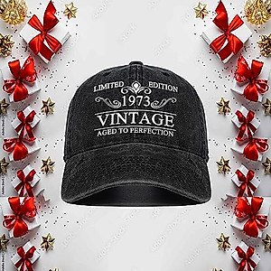 Rybicag 50th Birthday Gifts for Women Men,1973 for 50 Year Old Woman Man Vintage Hat Black