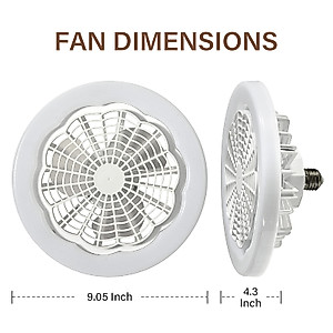 YHPOYLP 10Inch Enclosed Ceiling Fan with Light,Socket Fan Light Enclosed Ceiling Fans with Lights and Remote, 10'' Mini Bladeless Ceiling Fan with Light, for Kitchen Bathroom