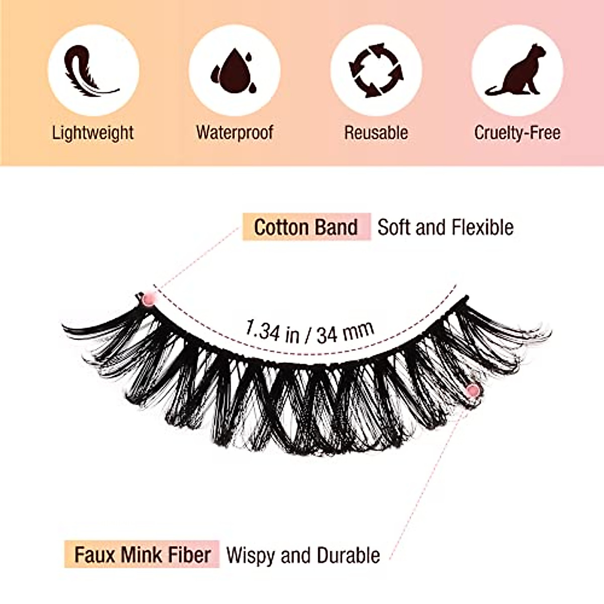 False Eyelashes Russian Strip Lashes Fluffy Curled Fake Cat Eye Lashes Natural Look Wispy Faux Eyelash Extension DD Curl Volume 10 Pairs 5 Styles Mixed