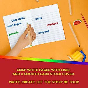 Hygloss Products Colorful Lined Books - Bright, Vibrant Covers - Paperback Books for Journaling, Writing, Arts & Crafts & More - Fun Classroom or Kids Activity - 6 Colors - 5.5 x 8.5” - 6 Books