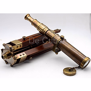 De Cube Vintage Brass Telescope with Best DF Lens and Adjustable Tripod Stand Makes it Perfect for Kids and Beginners, Office Table Home Decor Ascent, Collectible (Antique Patina on Brass)