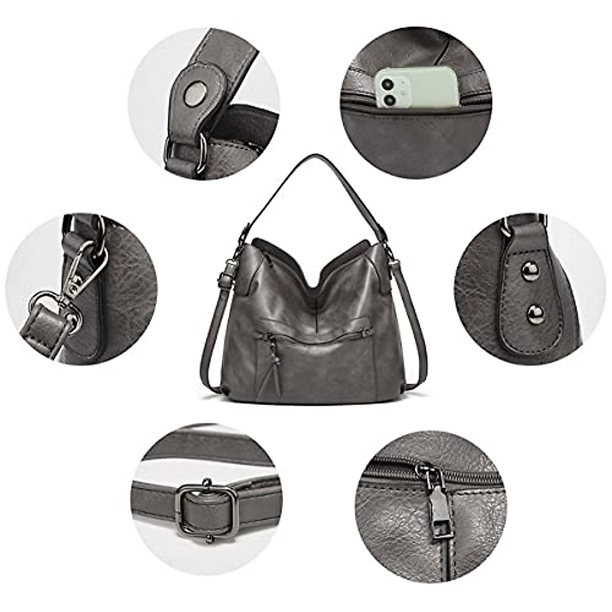 Iblue Hobo Purses and Handbags for Women, Faux Leather Shoulder Bag Large Crossbody Bags with Tassel#1357 (Wine)