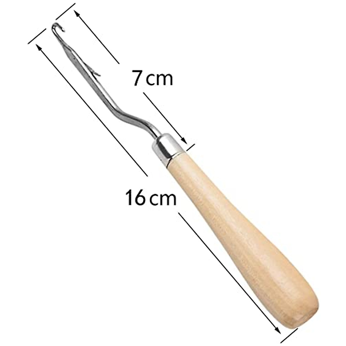 2 Pieces 6.3 Inch Wooden Bent Latch Hook Crochet Needle, Knitting Tool for Rug Making and Art Crafts