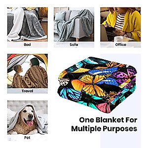 Butterfly Blanket Beautiful Butterfly Throw Blanket Ultra Soft Flannel Colorful Butterflies Blanket Gifts for Kids Adults 50"x40"