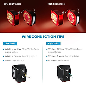 Kohree Super Bright Led Trailer Light Kit, IP68 Waterproof Submersible Boat Trailer Lights, 12V Led Stop Turn Tail License Lights with Wiring Kit for Camper Truck RV Snowmobile Under 80 Inch