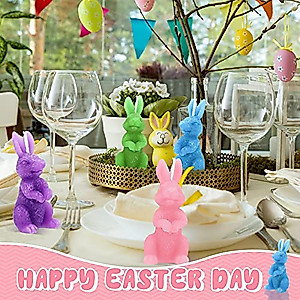 4 Pieces Easter Candles Rabbit Shape Candles Easter Bunny Candles Spring Easter Candles Rabbit Candles Gifts for Easter Bunny Decorations Party Table Home Decor Spring Celebrations