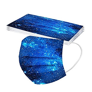 50PC Space Disposable Face Mask For Adult With Paper Designs Tie Dye Cute Star Printed Masks Full Face Protection (A)