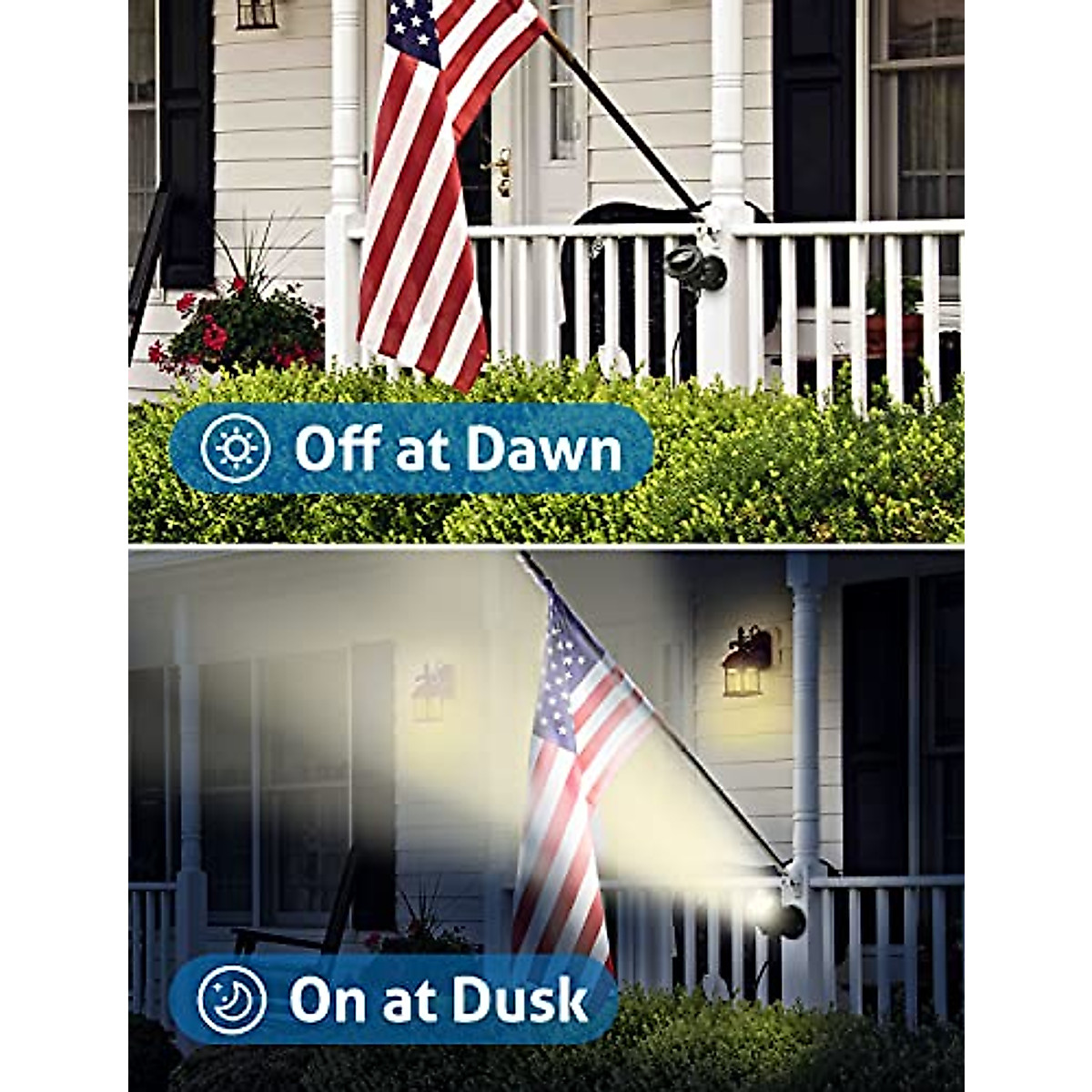 SUNVIE 20W Outdoor LED Spotlight with Photocell Sensor 120V Waterproof Dusk to Dawn Landscape Lighting 3000K Warm White Spot Lights Outdoor for Yard Flag Tree Garden Decor 6 FT Cord with US 3-Plug in