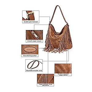 Shoulder Bags for Women Crossbody Bags Hobo Fringe Handbag Purse Satchel Tassel Bag Large Multi Pocket Adjustable Strap