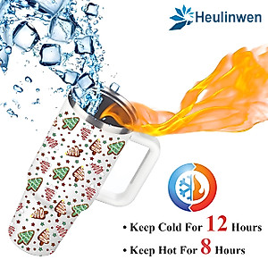 Christmas Tree 40oz Tumbler With Handle and Straw, Santa Stainless Steel Tumbler, Double Walled Noel Cup Gifts For Women Men