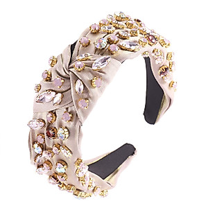 Crystal Velvet Headband Cross Knotted Turban Headdress Colorful rhinestone Statement Wide Hair Band Hoop Accessories For Women Girls