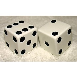 1" Huge White Opaque Dice Pair
