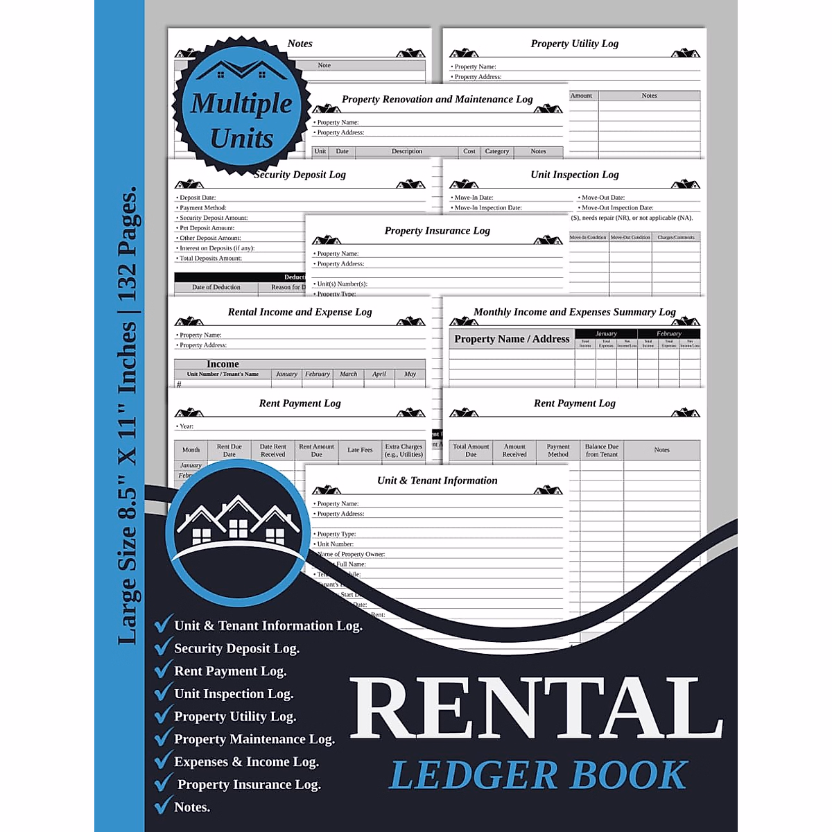 Simple Rental Ledger Book | Rental Income & Expenses Tracker Organizer Log Book | Keep Track and Record of Your Rent Payment | Rental Property Record ... | Landlord Property Management | 110 Pages