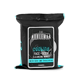 The Nobleman Men's Cooling Face + Body Cleansing Wipes, Eucalyptus - 30 Count