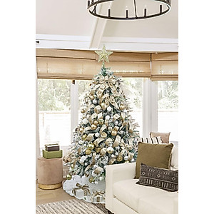 HUIHUANG Champagne Velvet Ribbon Wired 2-1/2 inch, Christmas Velvet Ribbon for X-mas Tree, Large Bows, Wreaths, Gift Wrapping, Garland, Home Decor, Crafts-Continuous 10 Yards/Roll