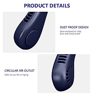 LOPECY-Sta Portable Neck Fan Rechargeable Bladeless Personal Fans for Your Neck for Travel Small Wearable 360° Cooling Necklace Fan 3 Speeds Handhold USB Quiet Neck Cooler for Outdoor Sports (Purple)