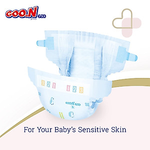 GOO.N Plus+ Diapers Newborn/XS Size (up to 11 lb) Unisex [6-Pack] 216 Count Tape Straps Sensitive Skin, Made in Japan