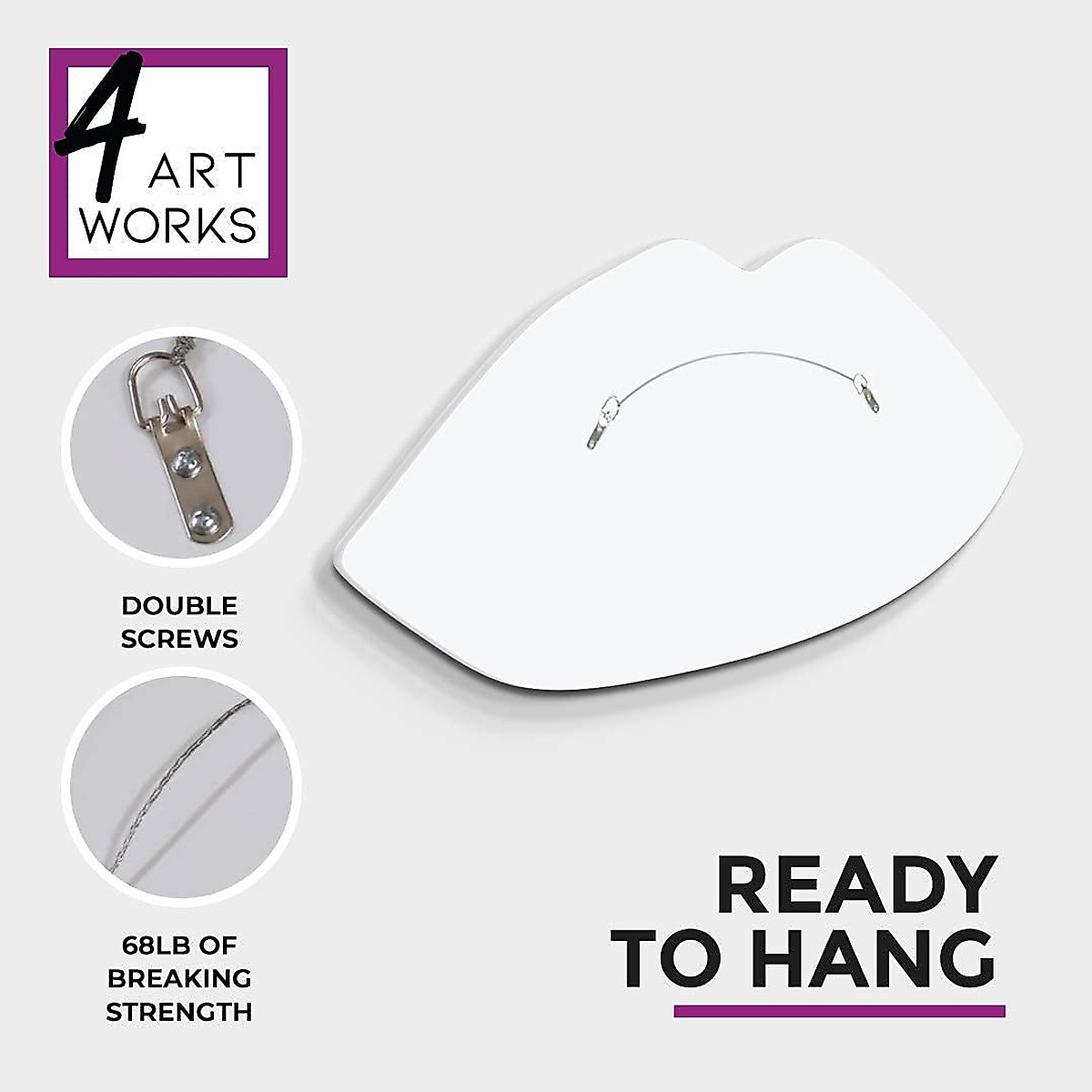 Mirror Lips 3D Wall Art - Ready to Hang Acrylic Wall Decorations for Bedrooms, Dorms, Living Rooms & More - Hand Assembled & Made in The USA - Modern Home Decor (16"W x 8"T, Gold)