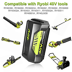 Enermall 6.0Ah Replacement for Ryobi 40V Battery Lithium Compatible with Ryobi 40 Volt Battery OP4015 OP4040 OP4026A OP40201 OP4050A OP4015 OP40261 OP4030 OP40401 OP4060