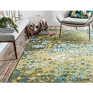 Unique Loom Jardin Collection Colorful, Vibrant, Abstract, Modern Area Rug, 5 x 8 ft, Green/Olive