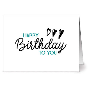Happy Birthday Cards Bulk Assortment – 72 Pack – Teal Script Birthday – 6 Unique Designs – AQUA BLUE ENVELOPES INCLUDED – Birthday Greeting Cards – Glossy Cover Blank Inside – By Note Card Café