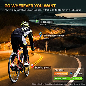 FcotMiue Ebike Battery Pack 52V 15Ah Electric Bike Downtube Batteries for 500W 750W 1000W Bafang Voilamart AW Ebikeling and Other Motor Convertion kit DIY