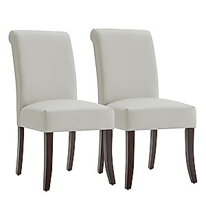 Watson & Whitely Upholstered Kitchen & Dining Room Chairs with High Back, Faux Leather Dining Chairs with Solid Wood Legs, Set of 2, Light Grey