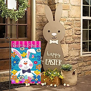 Spring Easter Bunny Garden Flag Double Sided 12" x 18", Polyester Double Sided Easter Yard Flag, Happy Easter Spring Garden Flag Yard Decorations