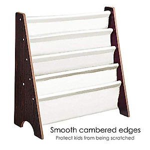 Yescom Kids Book Shelf Sling Storage Rack Organizer Bookcase Display Holder Walnut