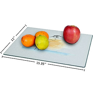 Tempered Glass Cutting Board Heron Bird Watercolor and Sunset Tableware Kitchen Decorative Cutting Board with Non-slip Legs, Serving Board, Large Size, 15" x 11"