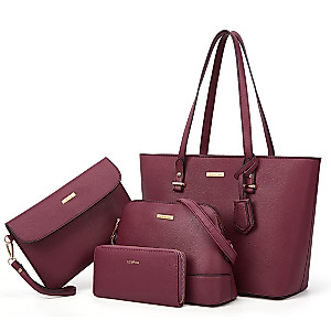 Women Fashion Handbags Wallet Tote Bag Shoulder Bag Top Handle Satchel Purse Set 4pcs