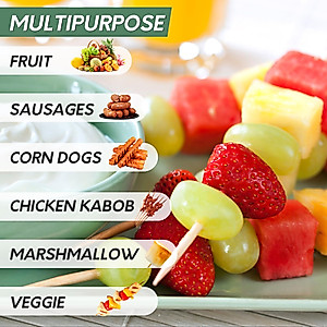 200 PCS Bamboo Skewers 12 inch - Wooden Skewers for Grilling, Fruit, Appetizers, Chocolate Fountain, BBQ, Shish Kabob - Natural Wood Skewer for Kitchen, Party, Crafting, Φ=4 mm (Qtipzify)