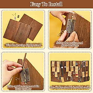 101 Pcs Foldable Wooden Jewelry Display Stand 64 Hooks Earring Display Rack for Selling Earring Display Cards 4 Panel Wood Jewelry Display Bracelet Organizer with Earring Cards for Business Home Using