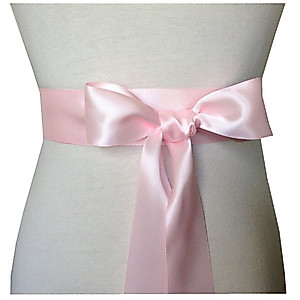 Wedding Sash Bridal Belts Simple Classic Silk Ribbon Sash for Dress (Pink)