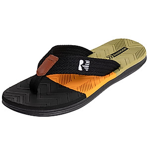 RockDove Men's Pierside Color-Blocking Flip-Flop, Size 8 US Men, Orange/Black