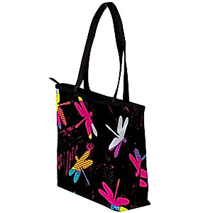 Tote Bag Women Satchel Bag Handbag Stylish Tote Handbag for Women Hobo Bag Fashion Crossbody Bag, Art Colorful Graffiti Dragonfly