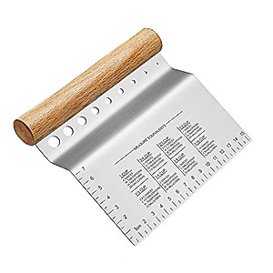 ALLTOP Dough Bench Scraper/Cutter/Chopper Stainless Steel Blade with Herb Stripper,Multipurpose Kitchen Pastry Tool with Scale Ruler - Leaf Remover - 1 Pack