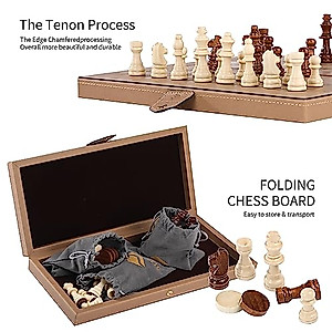 12" Leather Magnetic Chess Sets - Chess & Checkers Board Game, suwam Portable Travel Chess Board Games, Beginner Large Chess Set for Kids and Adults