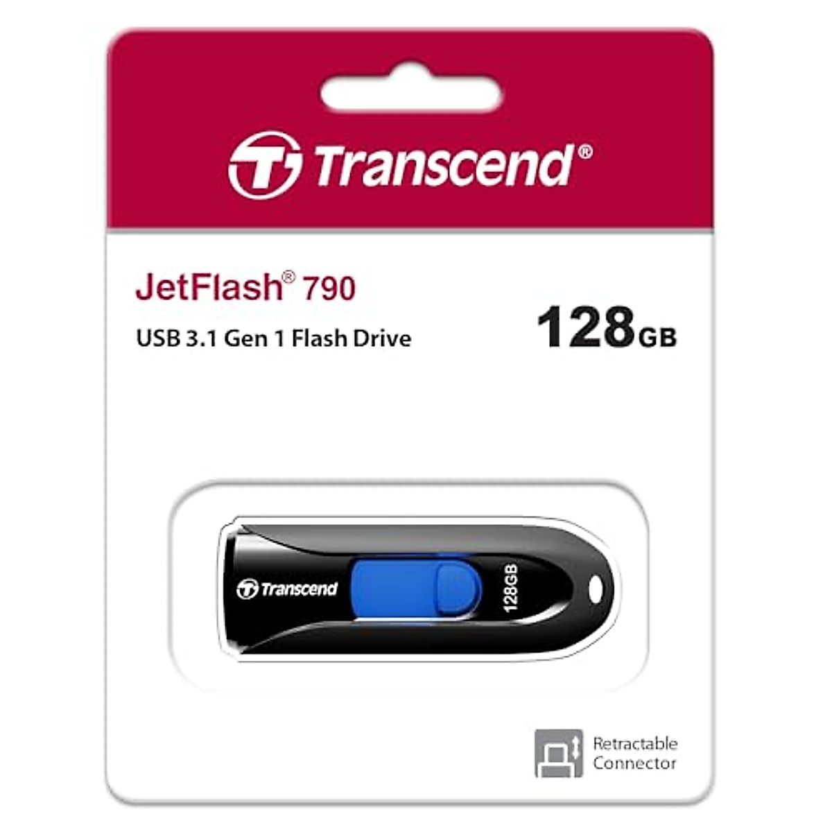 Transcend 128GB JetFlash 790 USB 3.0 Flash Drive (TS128GJF790K),Black