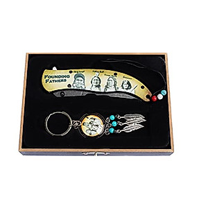 Trendy Zone 21 Feather Shaped Founding Fathers Knife with Convenient Pocketclip, Attractive Keychain for Keys, Backpack Combo Set Inside a Gift Box | Closed Knife Size– 5” | Open Knife Size– 8.5”