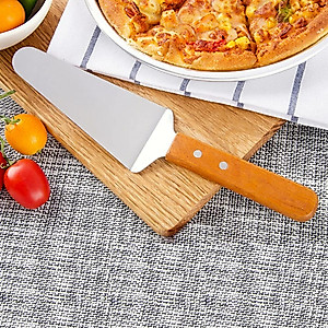 1 Piece Pie Server Stainless Steel Pie Server Shovel Cake Holder Transfer Triangular Transfer Spade Spatula Baking Server Shovel with Wooden Handle