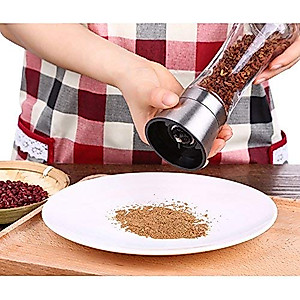 BlueSnail Stainless Steel Manual Grips Glass Salt Pepper Grinder Seasoning Bottle (7.5", Silver)
