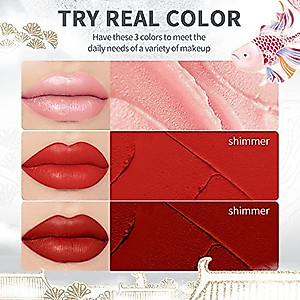 Catkin Nude Red Carving Matte Lipstick with Pink Lip Balm Makeup Set Moist Nourishing Lip Care Collection Xmas Gift