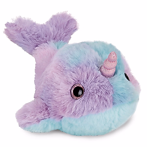 Bearington Lil Groovy Plush Stuffed Animal Rainbow Narwhal, 8 inches