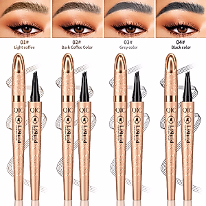 ObiPosay Waterproof Dark Brown Eyebrow Microblading Pen - Four Point Brow Pen for Natural-Looking Eyebrows, Long-Lasting and Smudge-Proof.(Dark Brown/02)